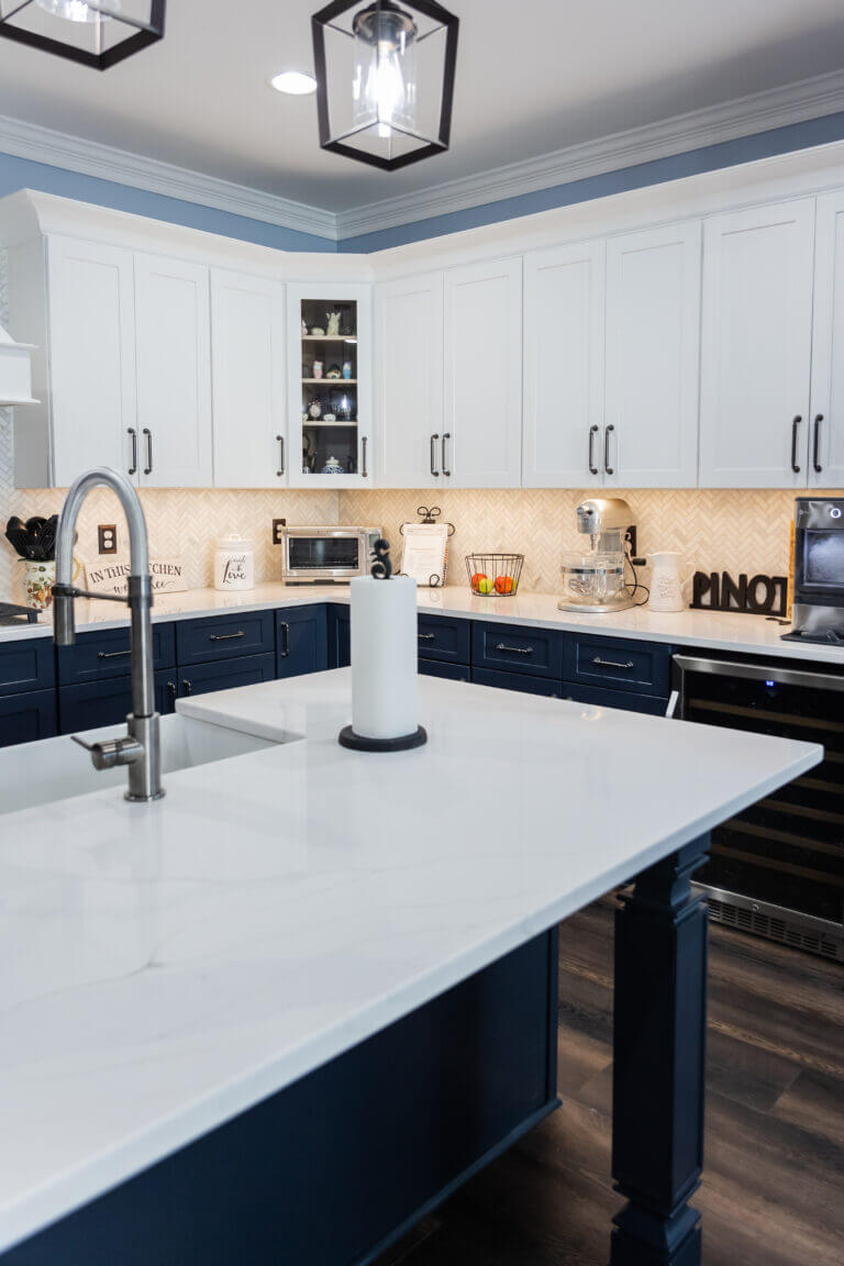 A Blue Kitchen with Quartz Countertops - Absolute Stone Design