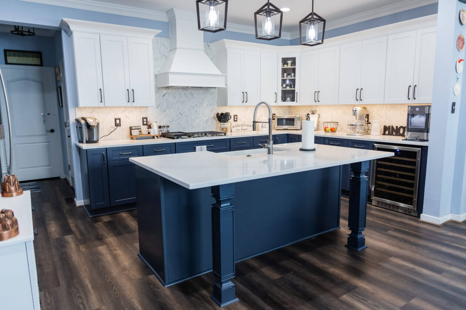 A Blue Kitchen with Quartz Countertops - Absolute Stone Design