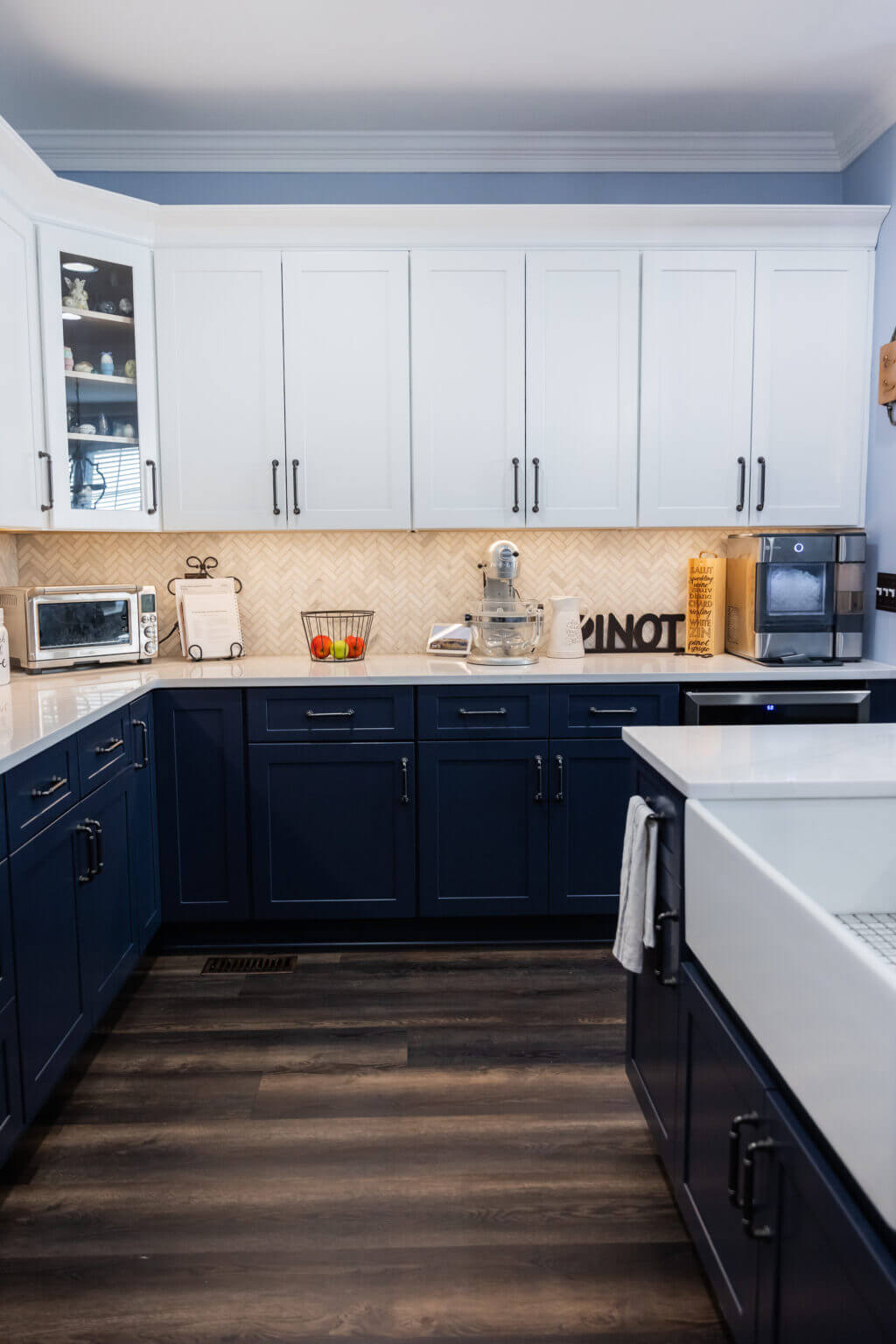 A Blue Kitchen with Quartz Countertops - Absolute Stone Design
