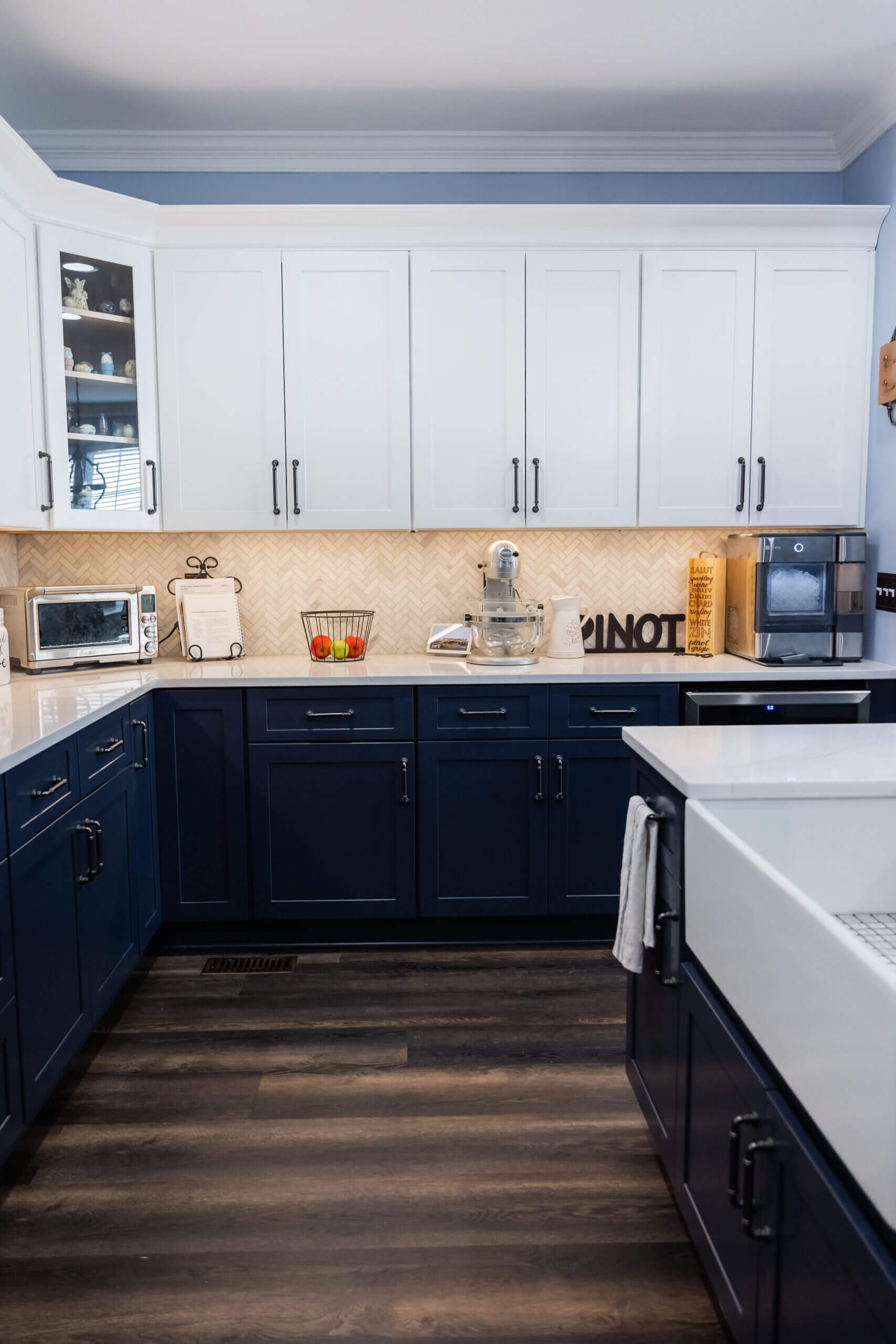 A Blue Kitchen with Quartz Countertops - Absolute Stone Design