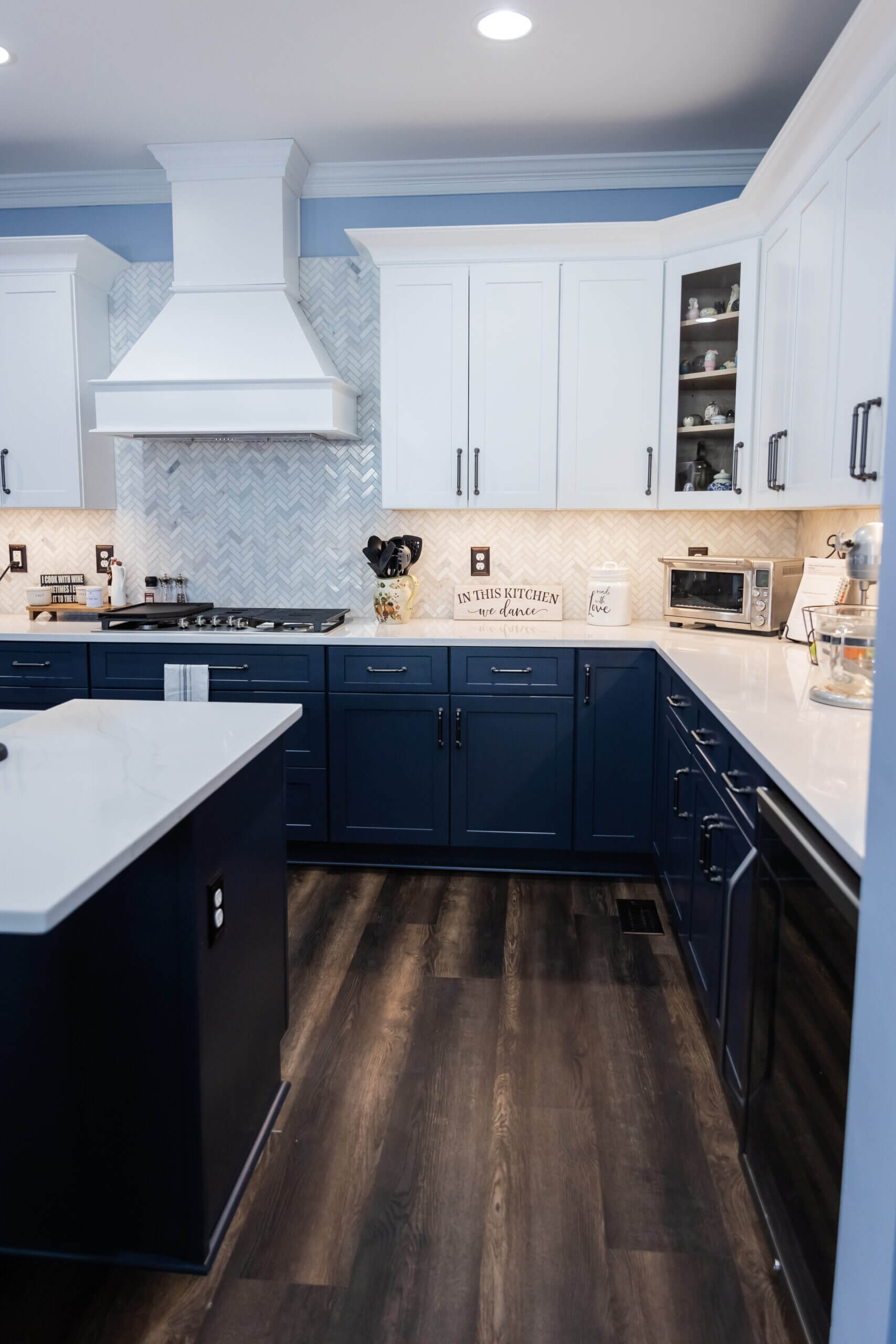 A Blue Kitchen with Quartz Countertops - Absolute Stone Design