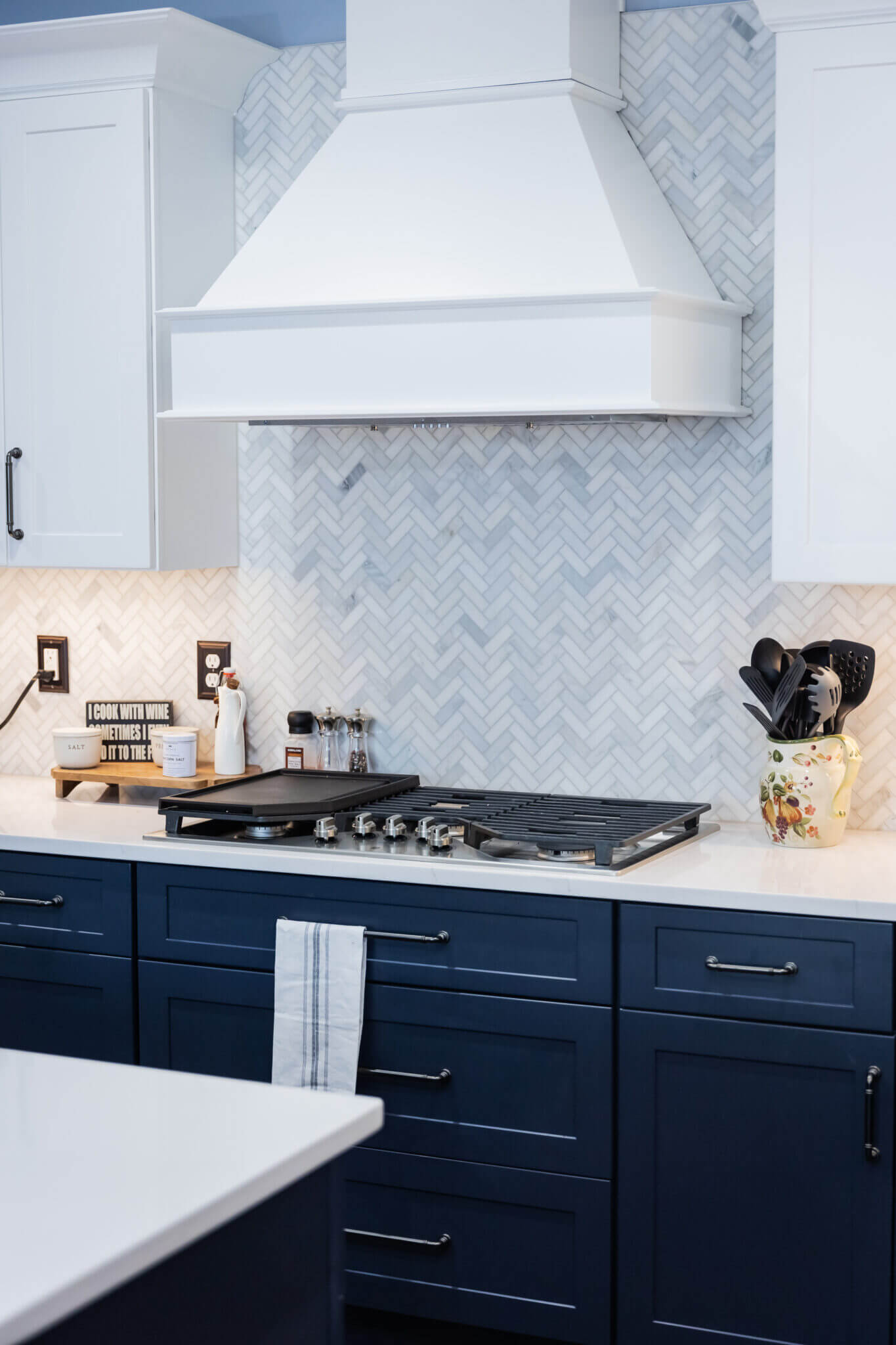 A Blue Kitchen with Quartz Countertops - Absolute Stone Design