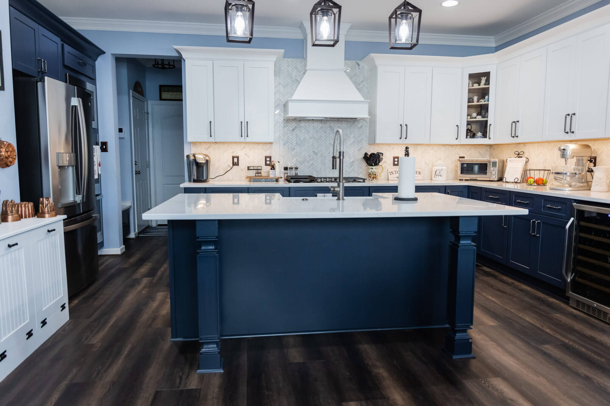 A Blue Kitchen with Quartz Countertops - Absolute Stone Design